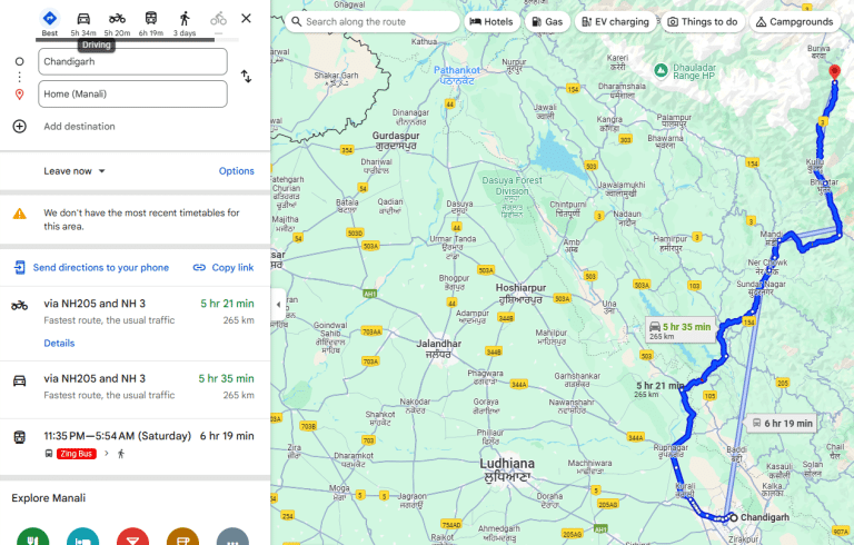 How to Reach Manali from Chandigarh - Journeyio